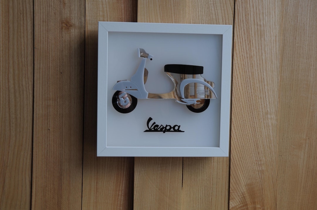 Original, Handmade, Grey Vespa 3D Acrylic Art With LED Lighting, Vespa ...