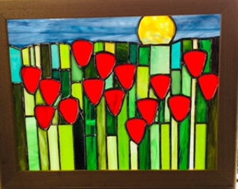 Stained glass poppy | Etsy
