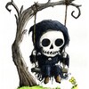 Grim Reaper and a Kite Watercolor Print - Etsy