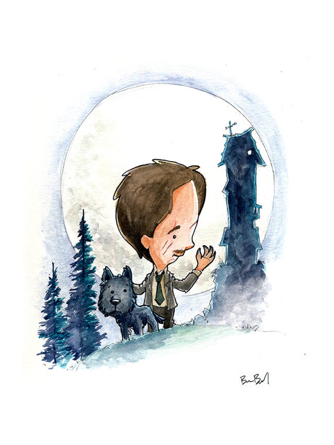 Werewolf Teacher Watercolor Print - Etsy