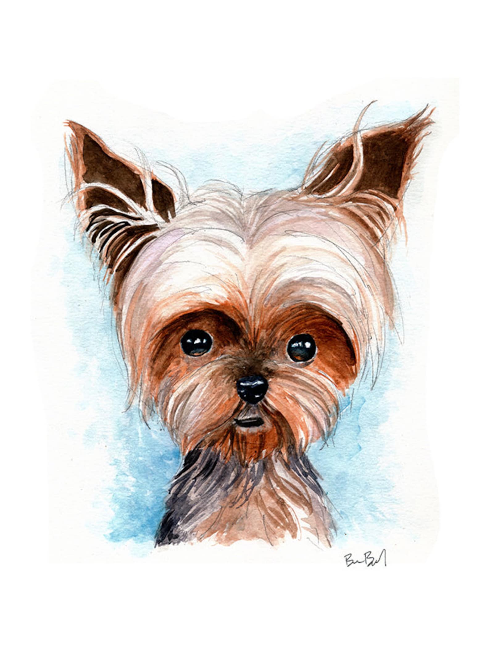 Yorkie Watercolor Print | Etsy