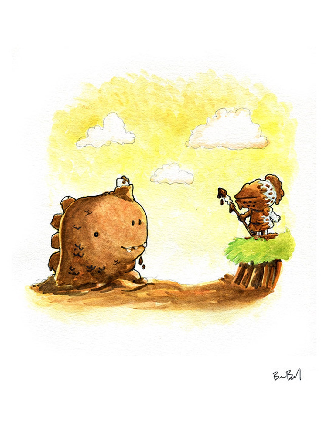 The Mud Dragon Watercolor Print - Etsy