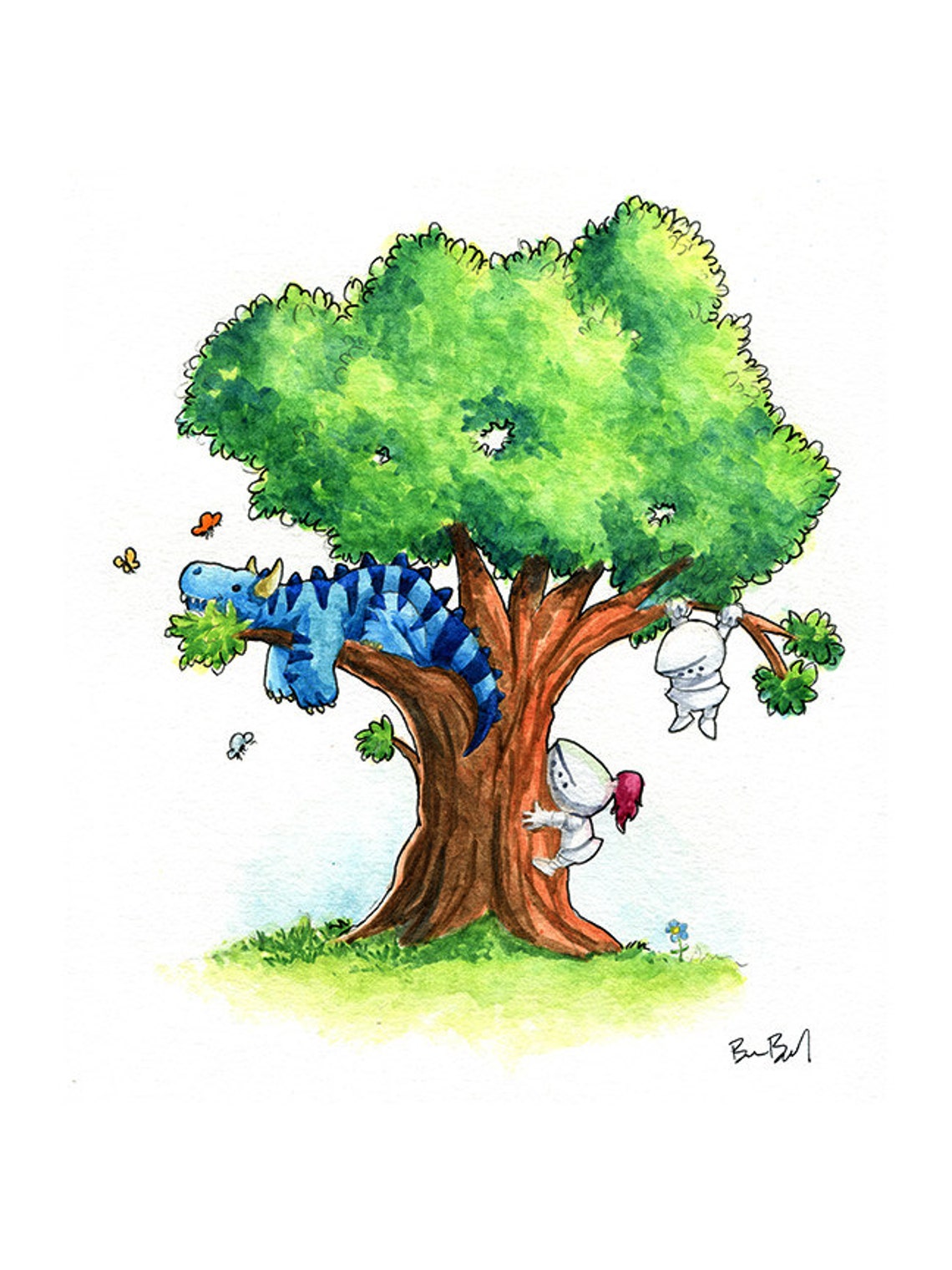 Tree Dragon Watercolor Print - Etsy