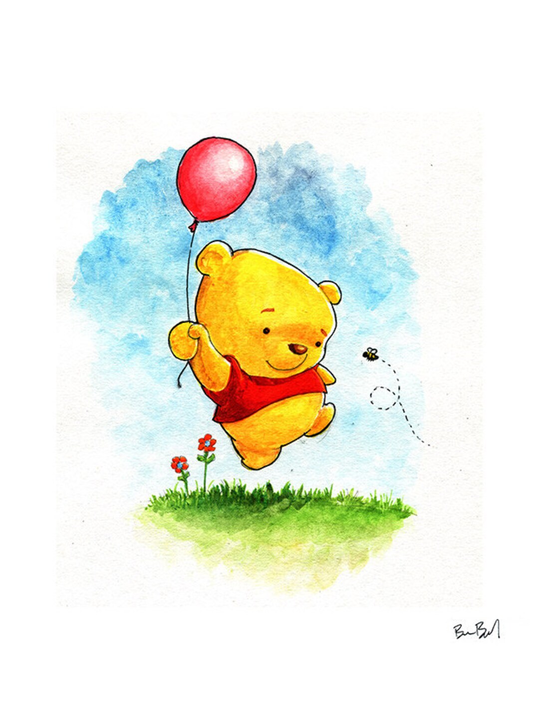 Cute Little Bear Watercolor Print - Etsy