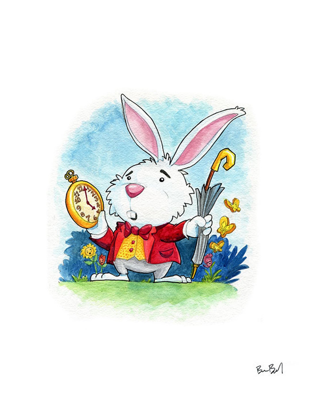 A White Rabbit Watercolor Print - Etsy