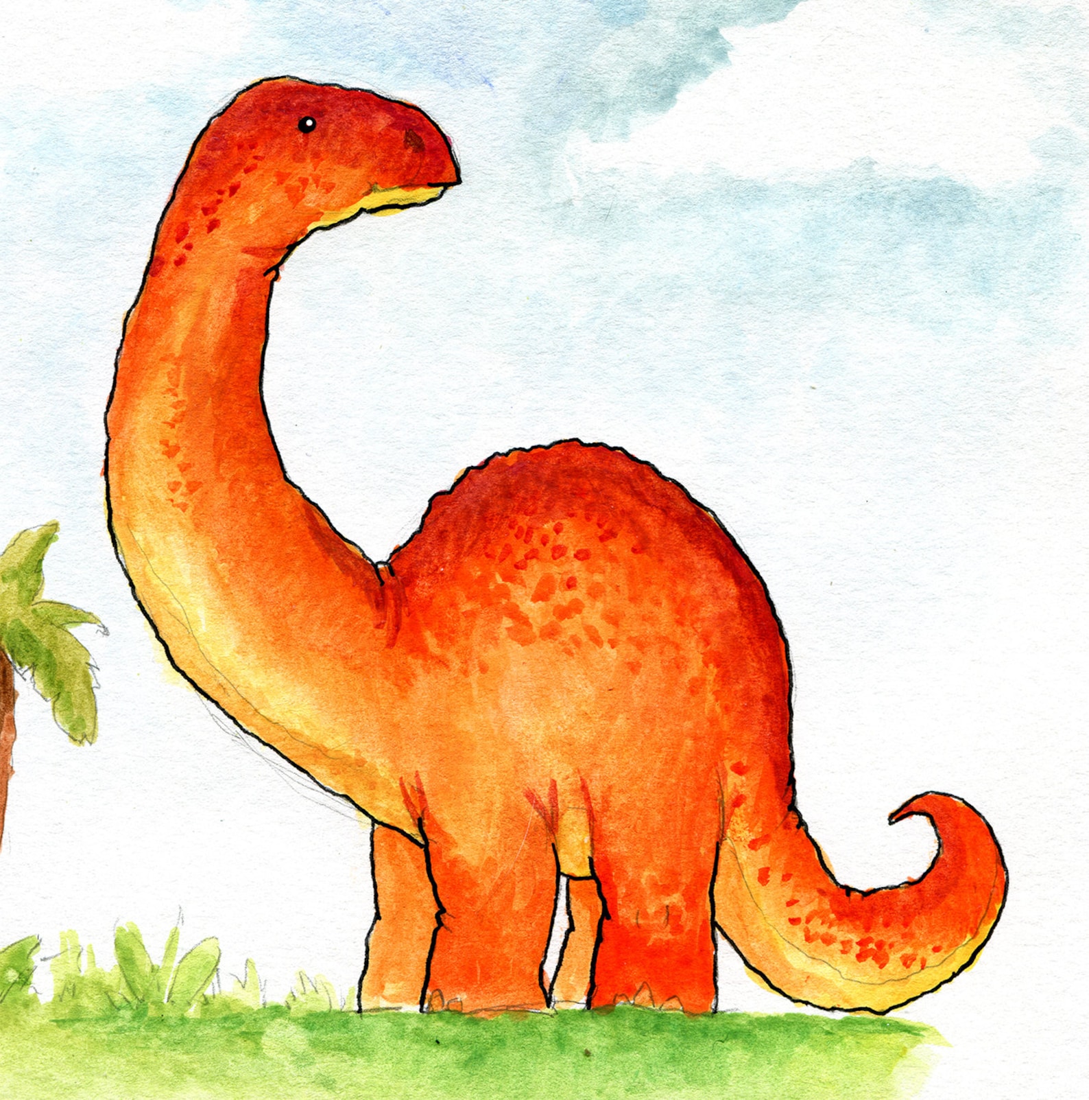 Apatosaurus Dinosaur Watercolor Print - Etsy