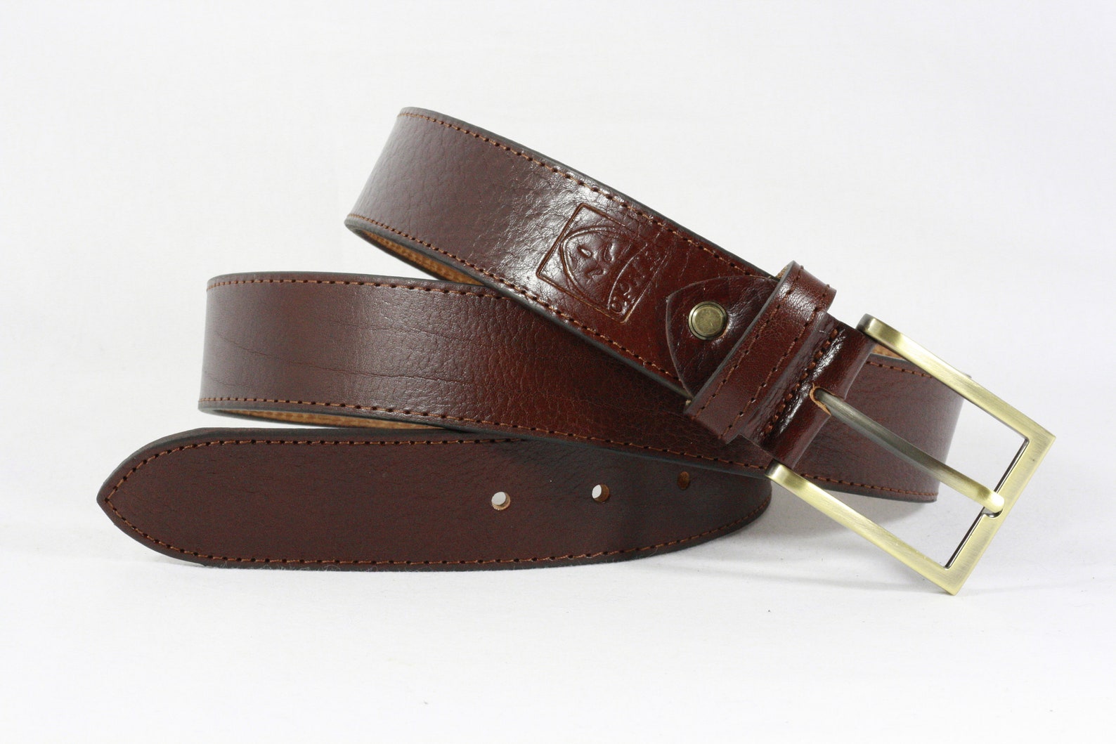 Men's Red Brown LEATHER Classic BELT for Men With Seams - Etsy