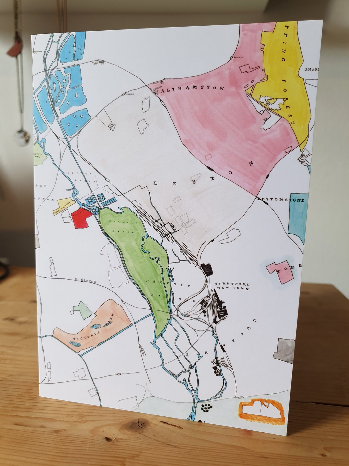 Vintage Map of Hackney, Walthamstow and Leyton Parks-greeting Card ...
