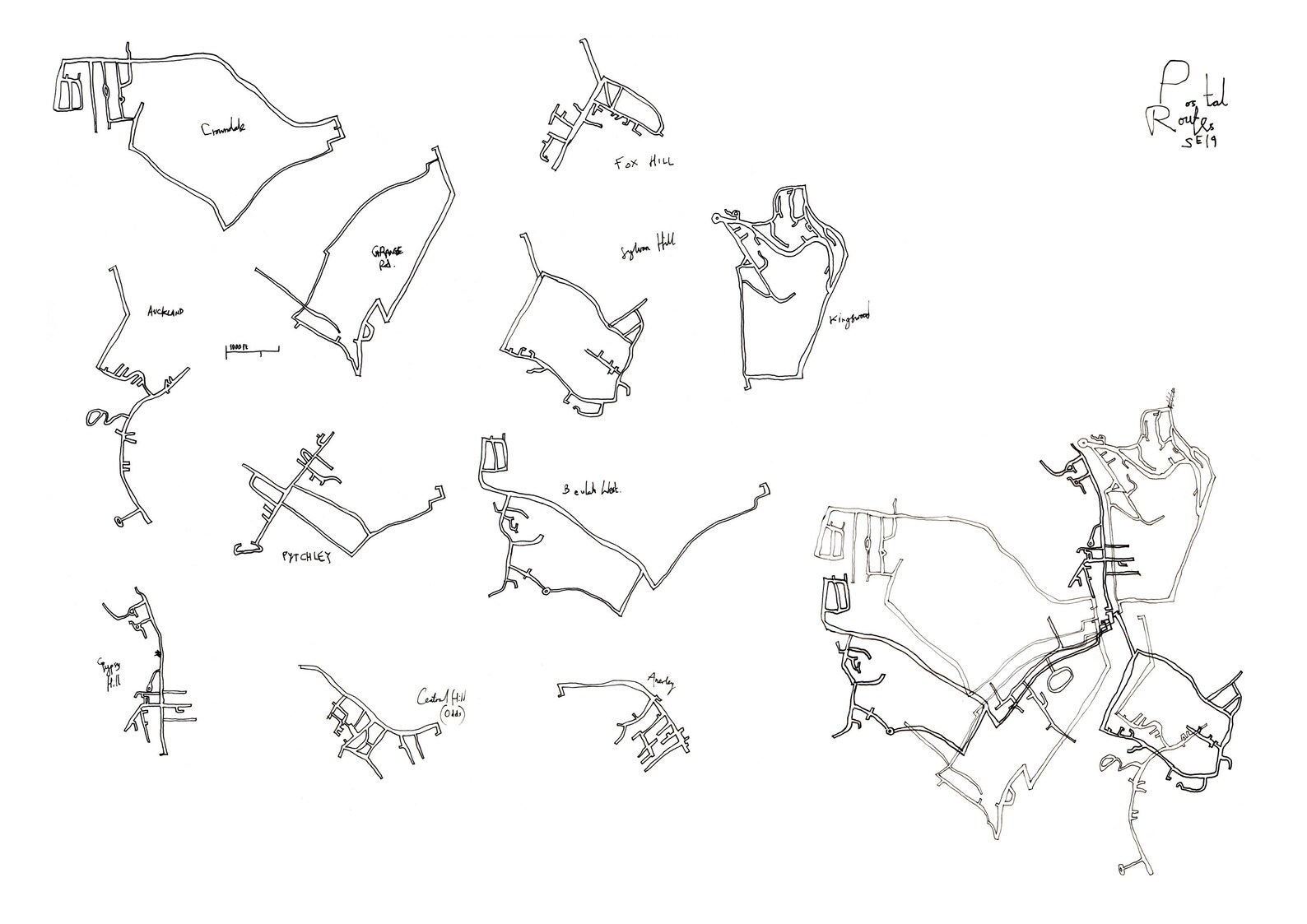 London Postal Routes Illustrated Poster fine Art Map Print - Etsy