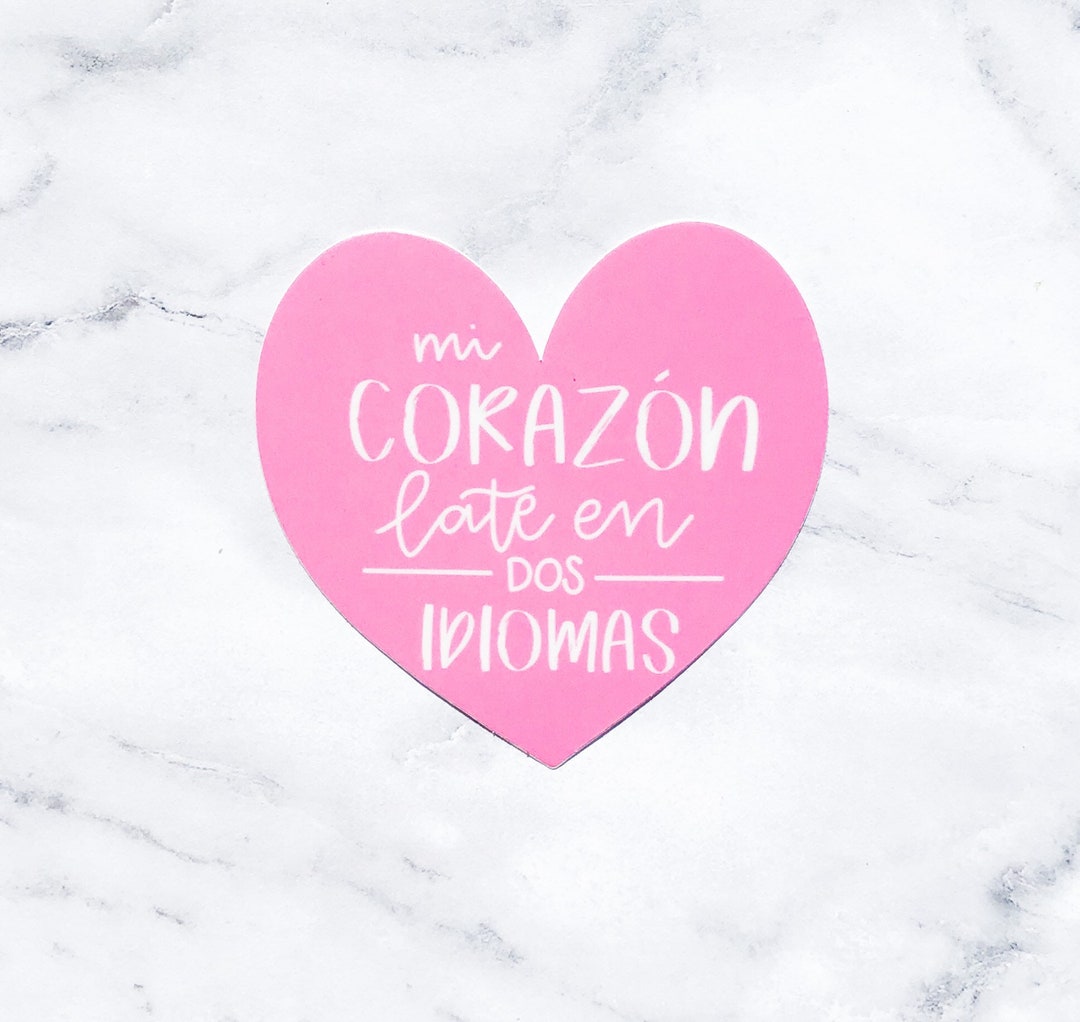 Mi Corazon Late En Dos Idiomas Vinyl Sticker | Laptop Sticker | Water ...
