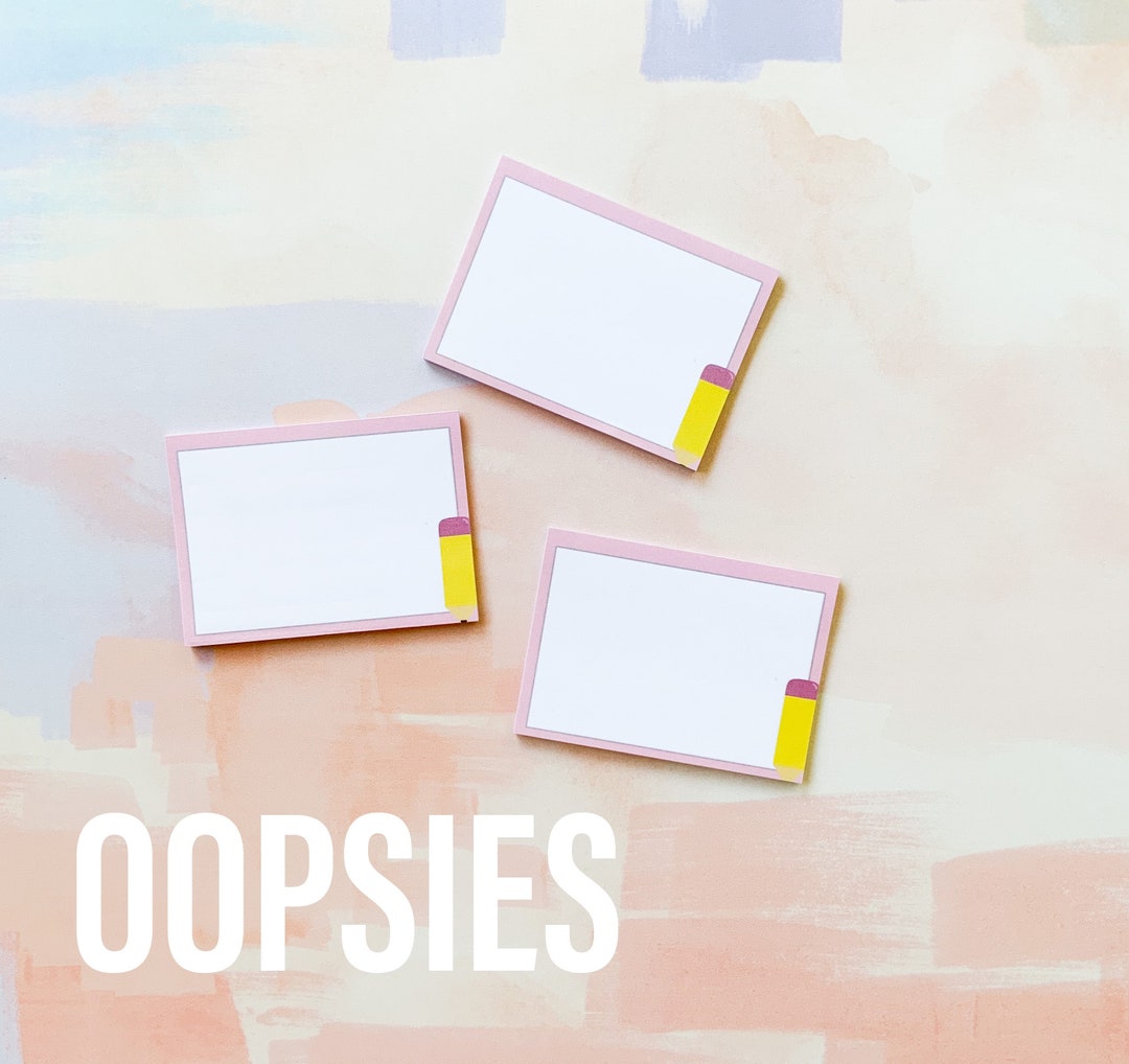 OOPSIE Pencil Post-it Notepad | Sticky Notepad | Teacher Stationary - Etsy