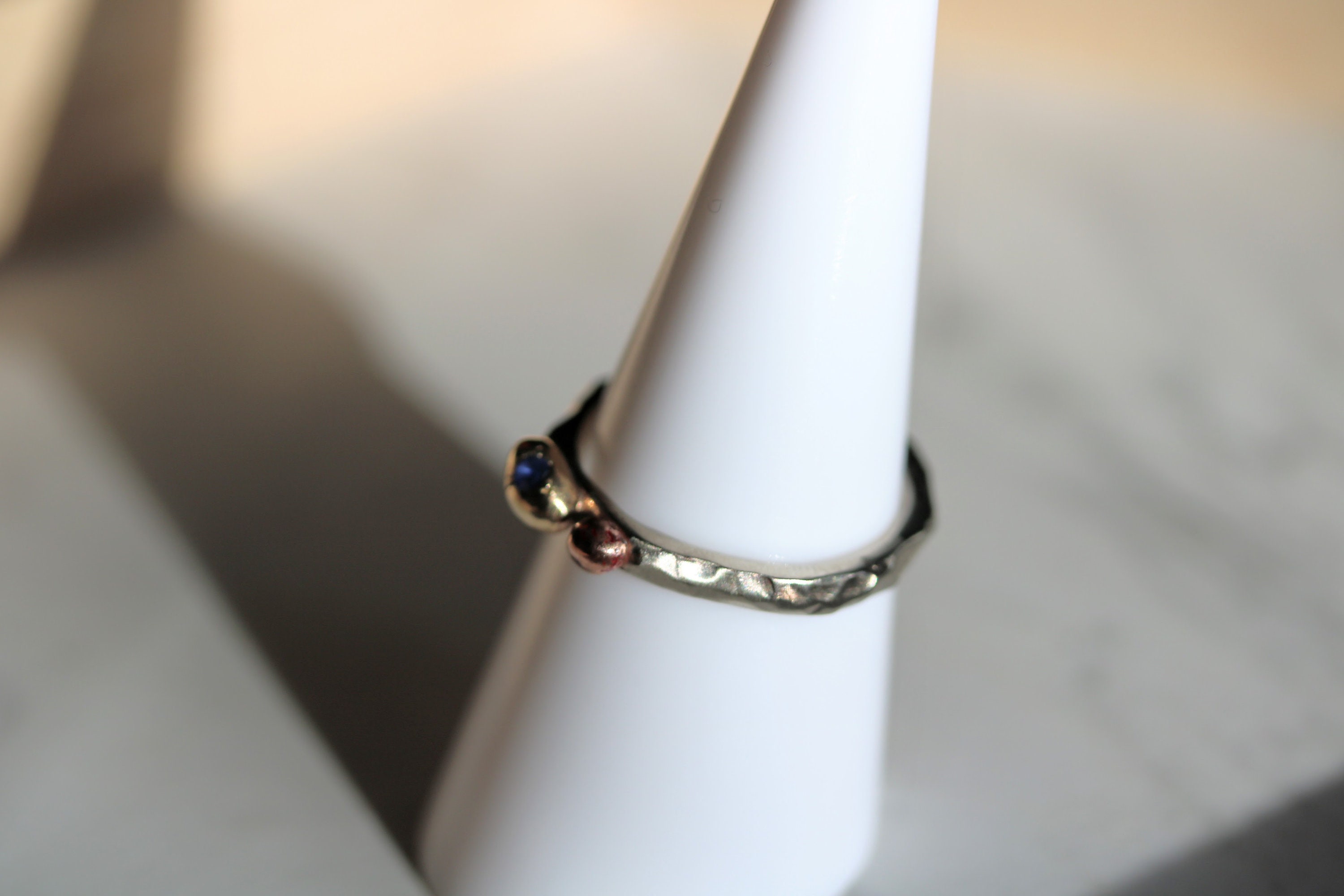 Gold Nibble Ring With Sapphire 14K Yellow&pink Gold With 10K - Etsy