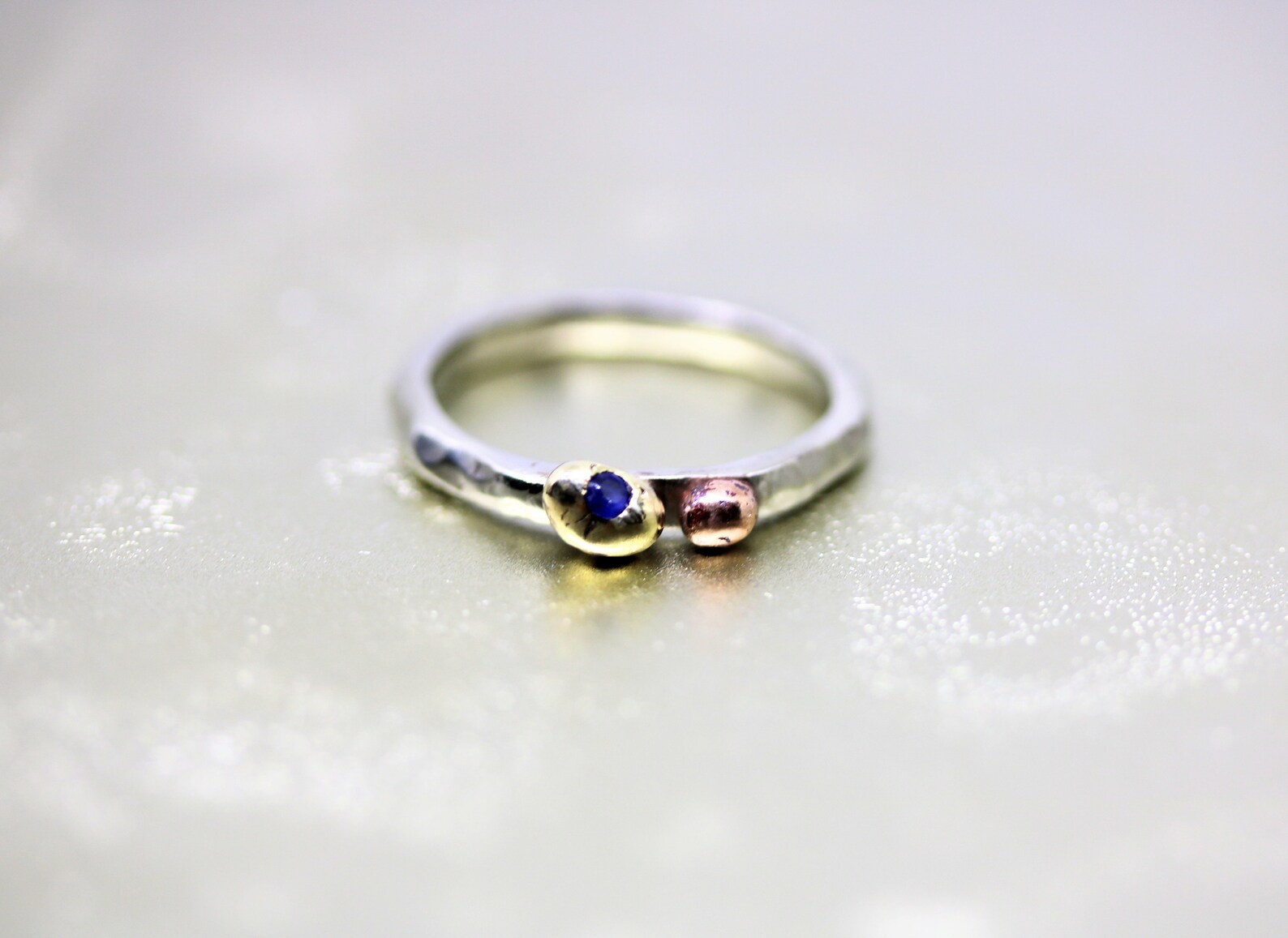 Gold Nibble Ring With Sapphire 14K Yellow&pink Gold With 10K - Etsy