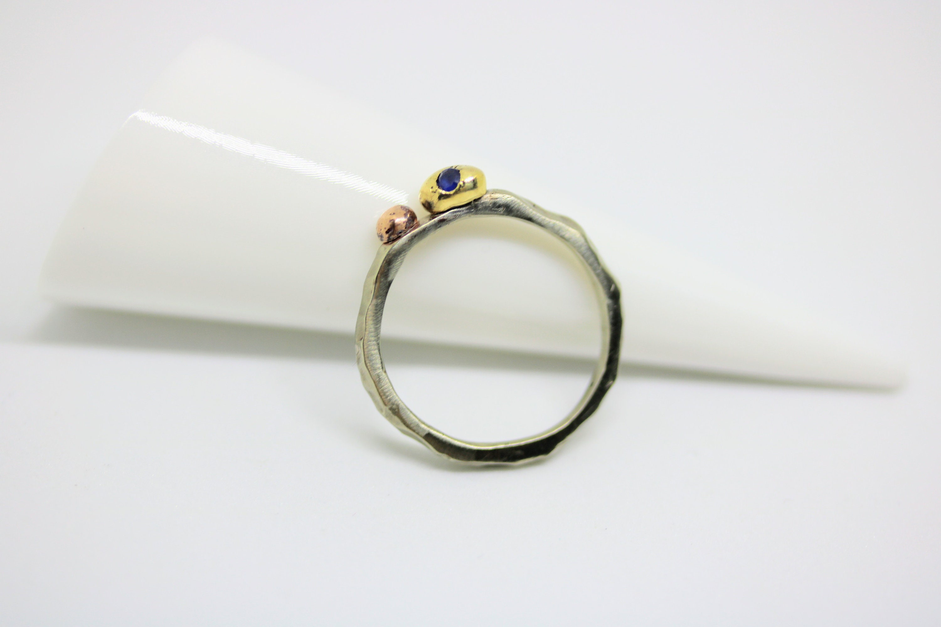 Gold Nibble Ring With Sapphire 14K Yellow&pink Gold With 10K - Etsy