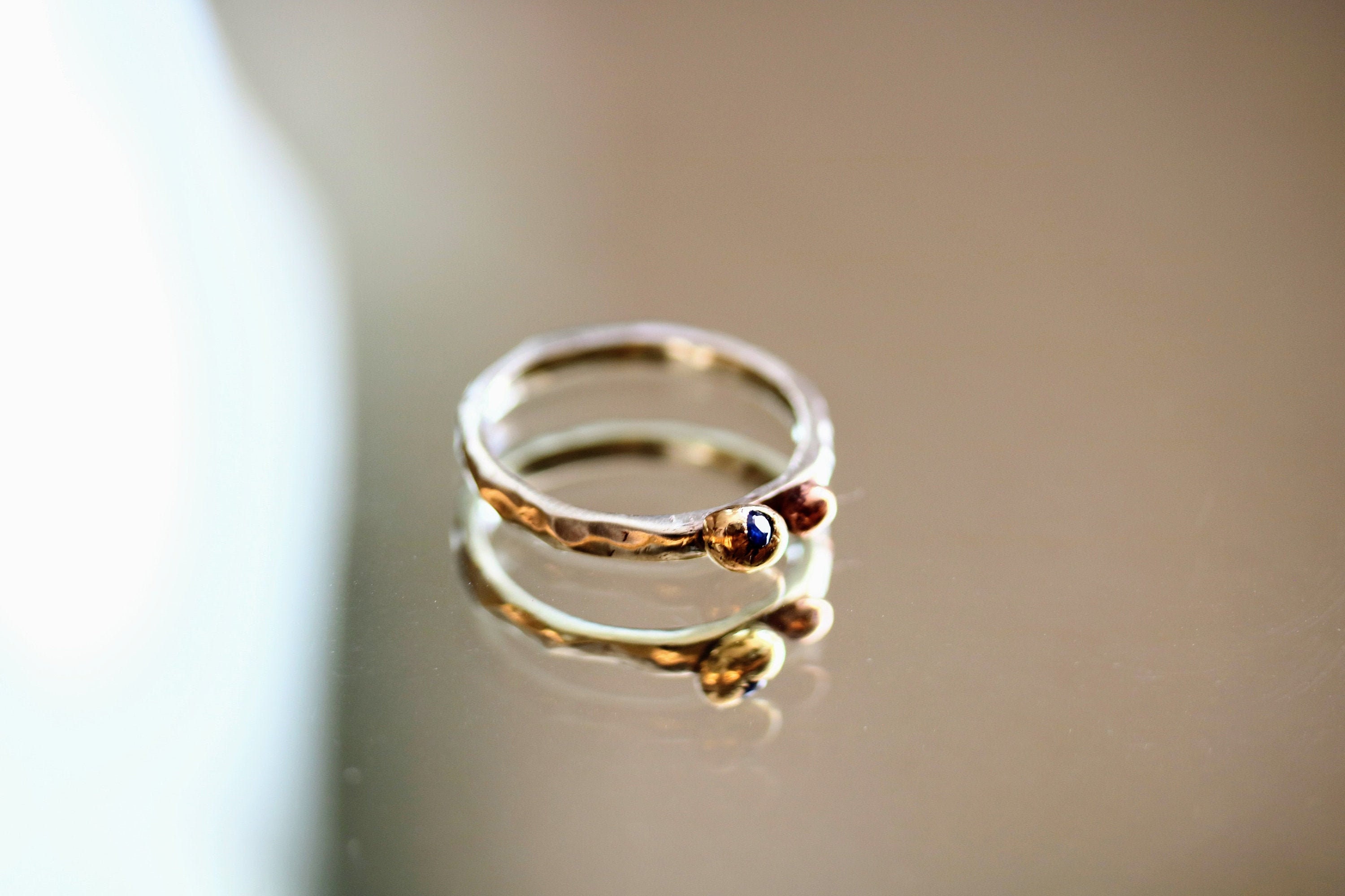 Gold Nibble Ring With Sapphire 14K Yellow&pink Gold With 10K - Etsy
