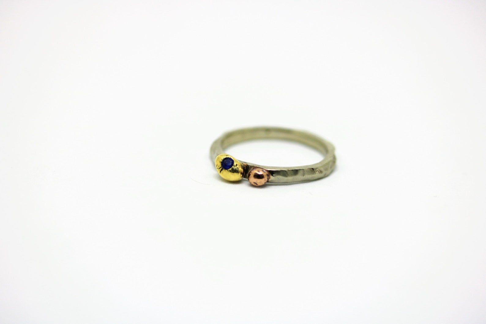 Gold Nibble Ring With Sapphire 14K Yellow&pink Gold With 10K - Etsy