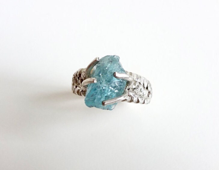 Apatite Ring/ Raw Apatite Ring/ Large Raw Aqua Apatite Quartz | Etsy