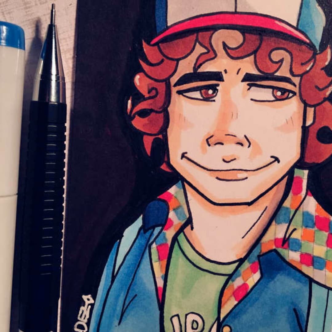 Dustin Stranger Things Original ACEO Sketch Card Illustration - Etsy