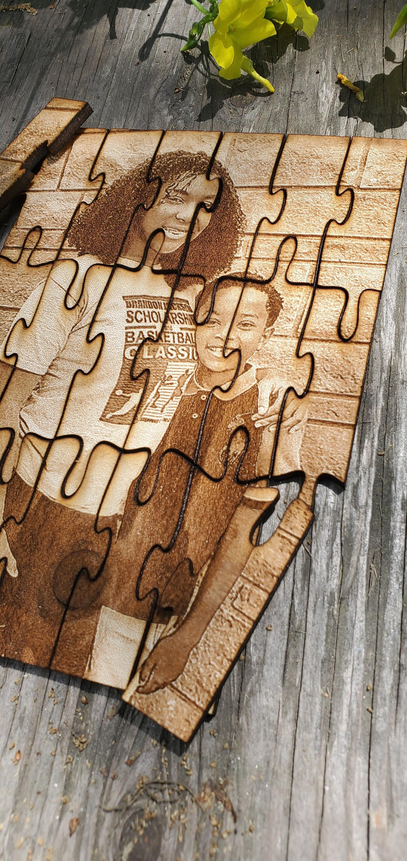 Laser Engraved Wood Photo Puzzle Wood Portrait Wedding | Etsy