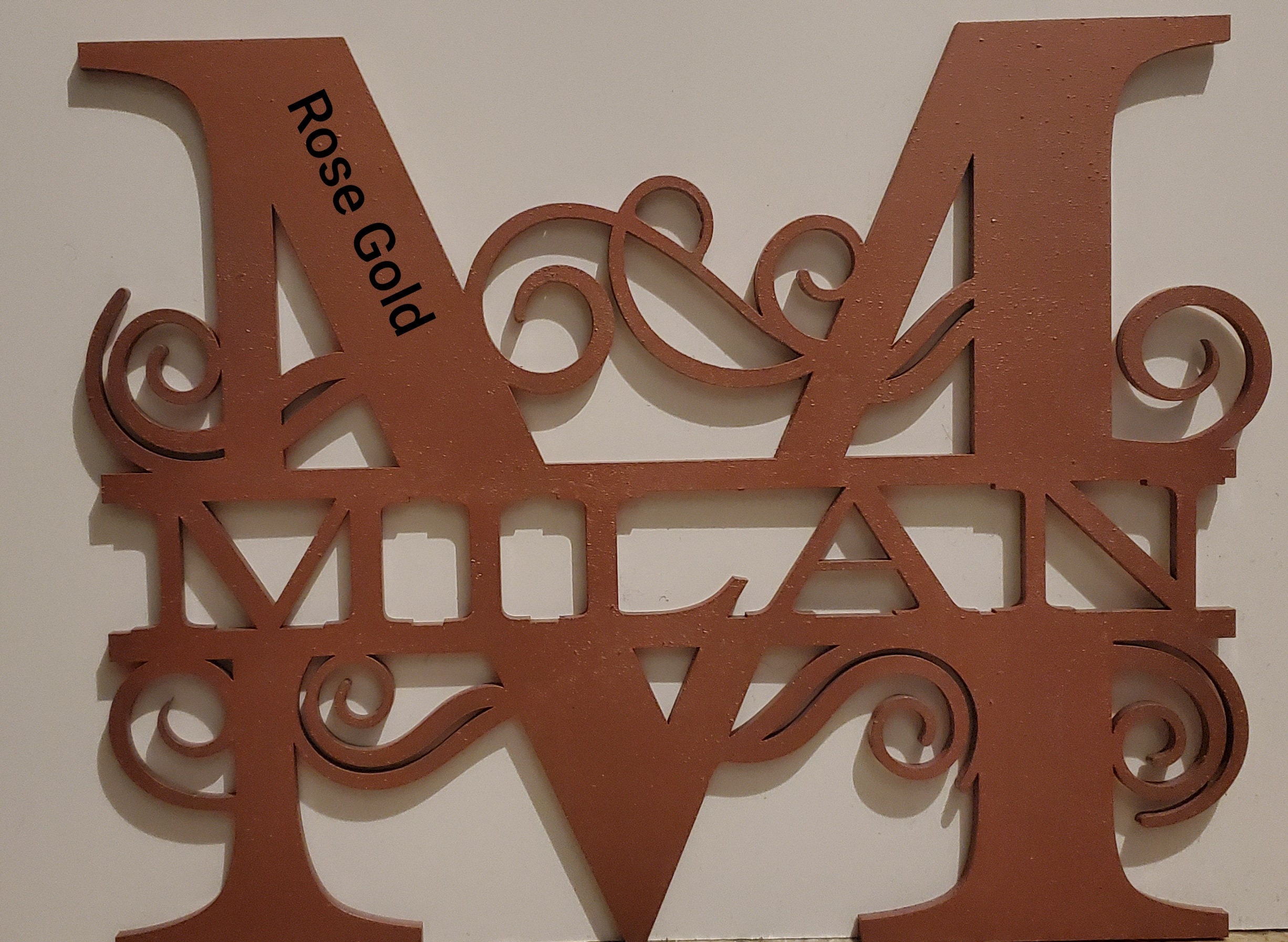 Monogram Swirl Letter Mantel Sign Wall Sign Family Name | Etsy