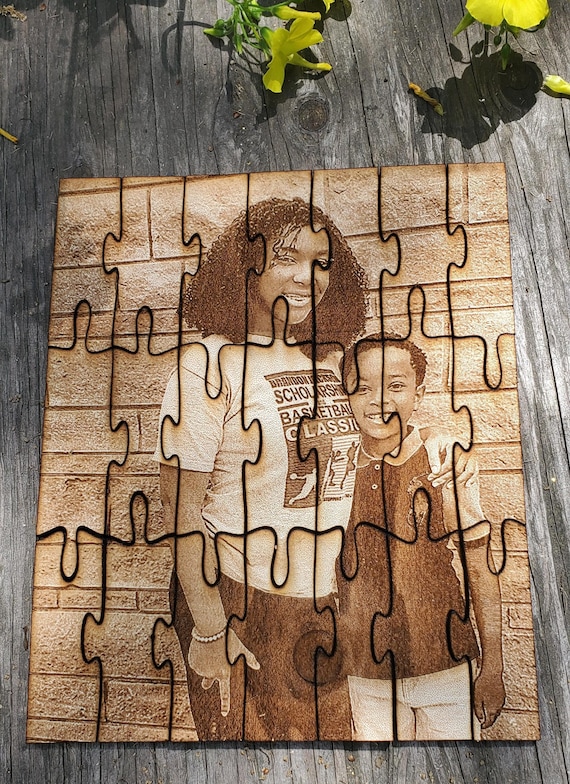 Laser Engraved Wood Photo Puzzle Wood Portrait Wedding | Etsy