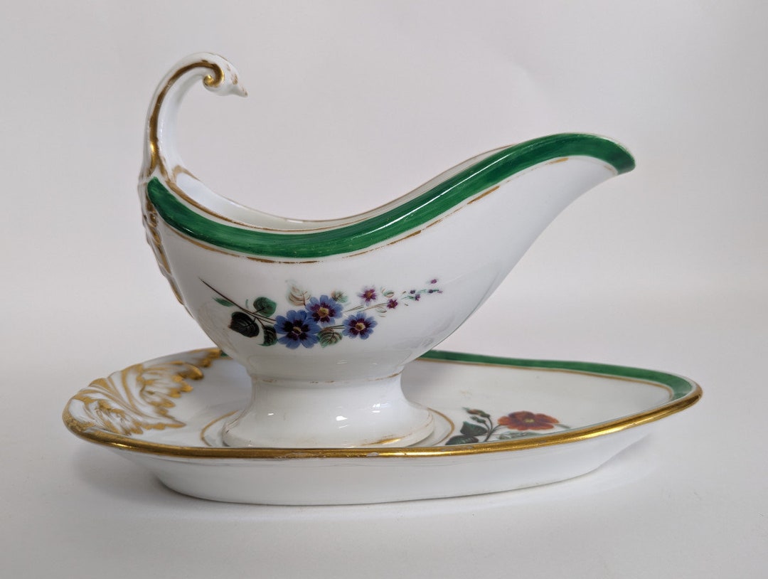 Antique English Hand Painted Porcelain Gravy Boat - Etsy