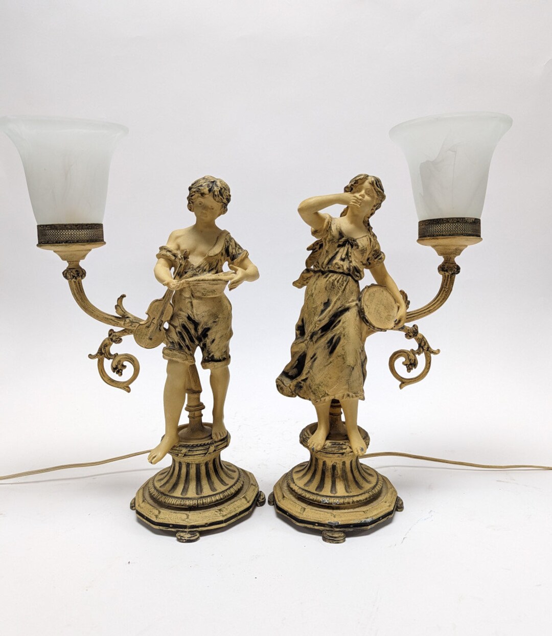 Vintage Pair of French Lamp Cast Metal, Painted, 17.5″H, PA6208 - Etsy