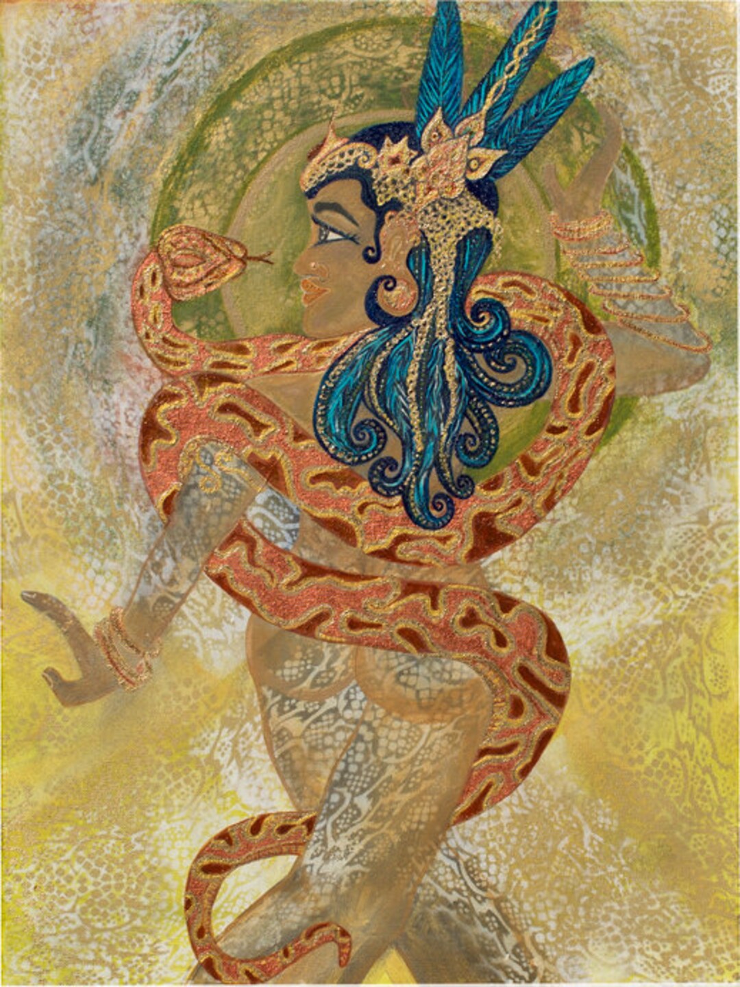 Serpent Goddess; Snake Woman; Art Nouveau; Aztec, Python - Etsy