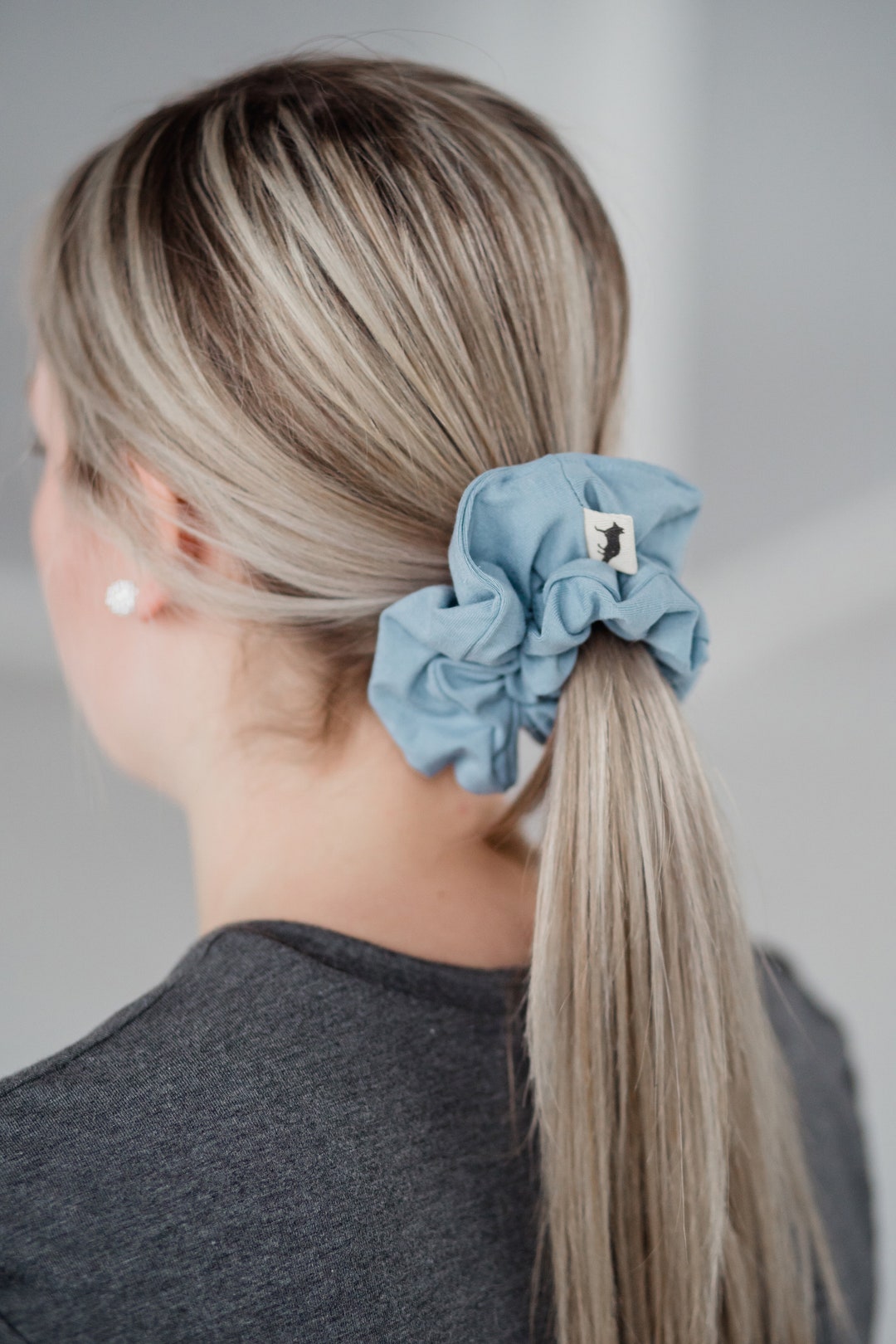 Scrunchies // Light Blue Bamboo // Available in Three - Etsy New Zealand