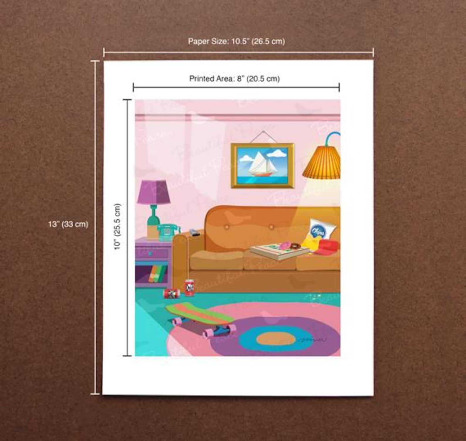 Homer's Living Room Art Print, TV Sitcom Inspired Wall Art, Pop Culture ...