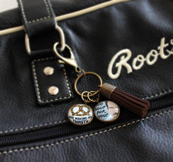 Seinfeld/Soup Nazi Keychain with Charms Vegan Suede Tassel | Etsy