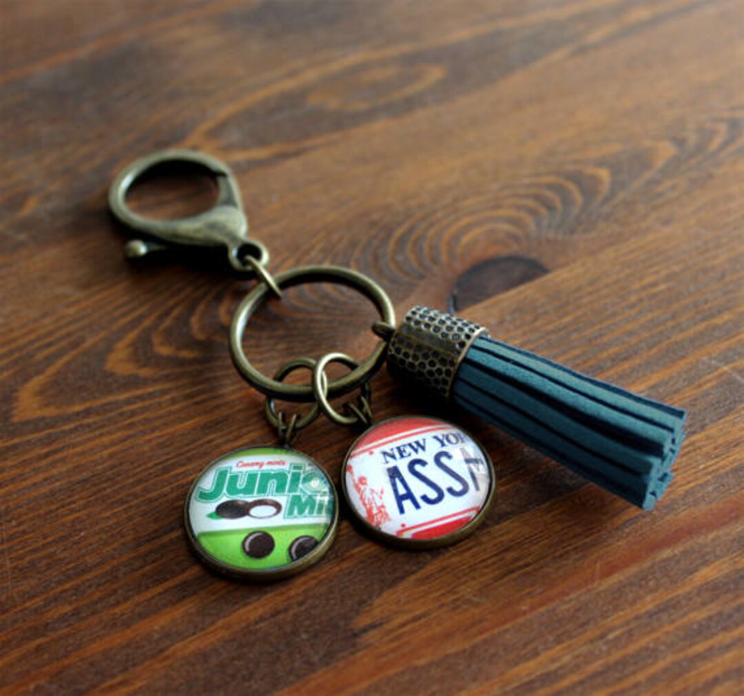 Seinfeld Keychain With Charms, Vegan Suede Tassel Keychain, Purse Charm ...