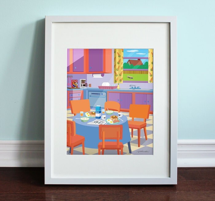 The Simpsons Inspired Kitchen Art Print TV Sitcom Fan Art - Etsy Canada
