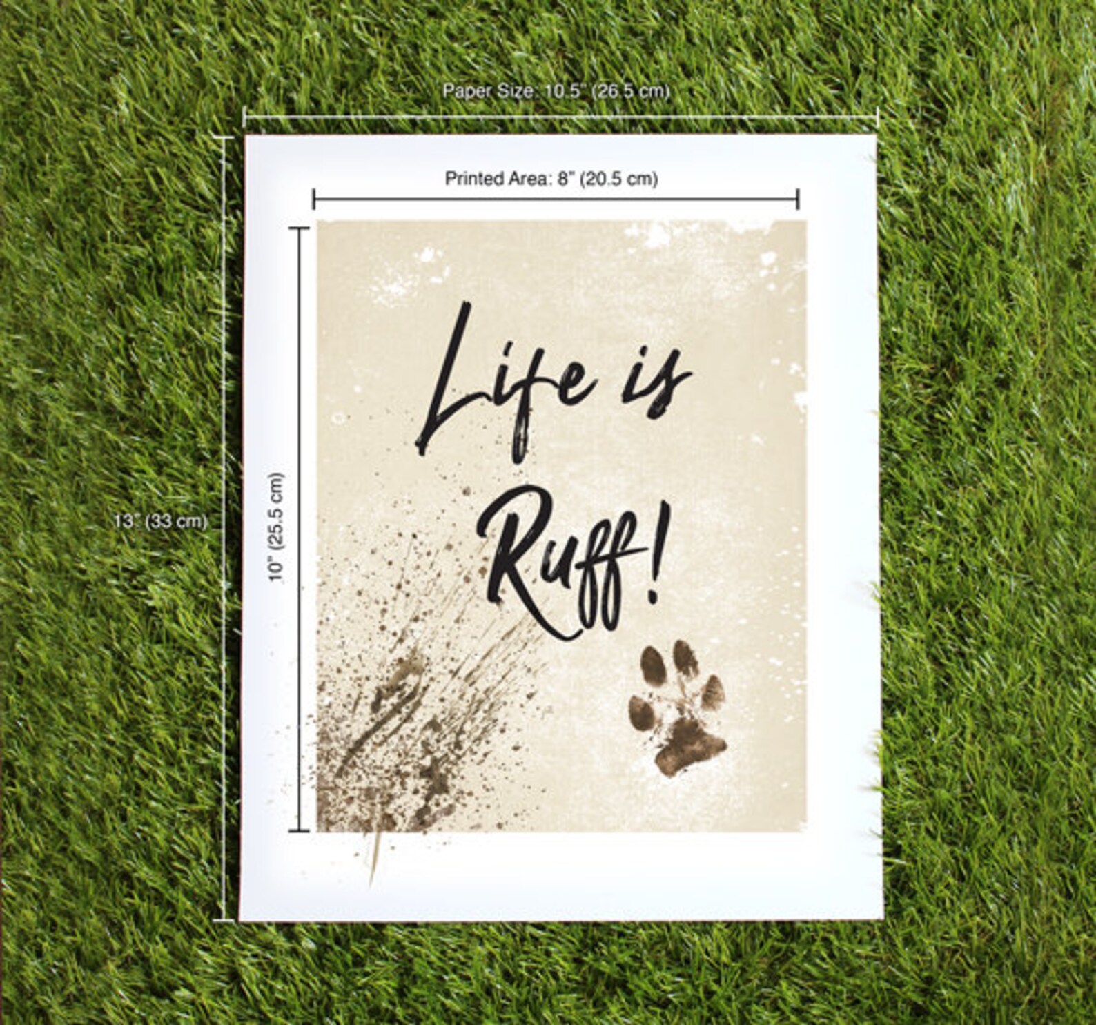 Cute Dog Quote / Life is Ruff Typography Print Dog Paw | Etsy