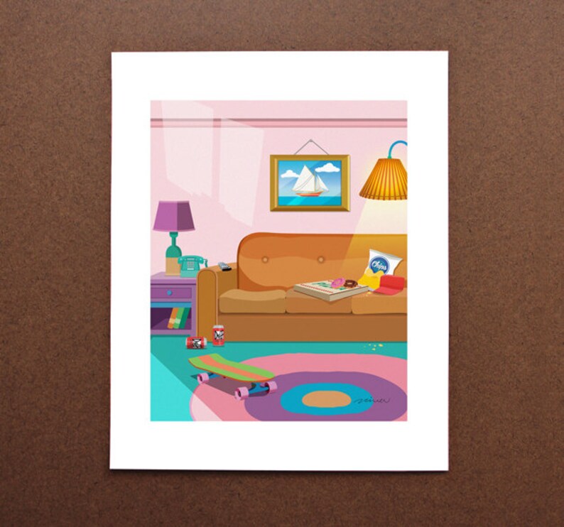The Simpsons Living Room the Simpsons Homer Simpson Art - Etsy