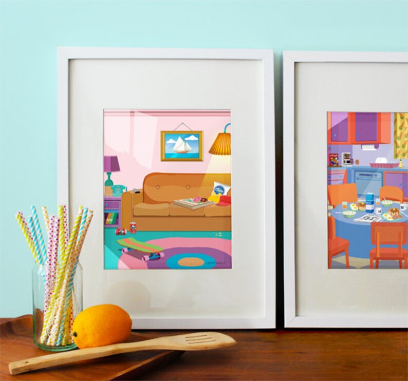 The Simpsons Living Room the Simpsons Homer Simpson Art - Etsy