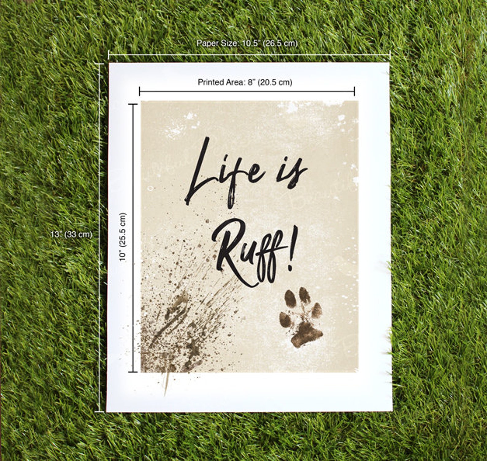 Cute Dog Quote / Life is Ruff, Typography Print, Dog Paw Print, Dog ...