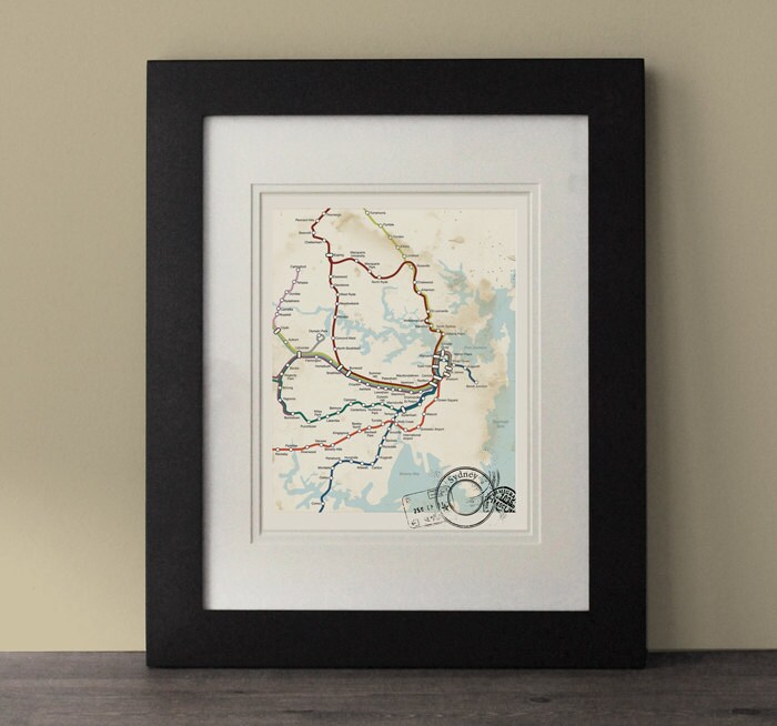 Sydney Map Vintage Inspired Map Sydney Wall Art Rustic Wall | Etsy