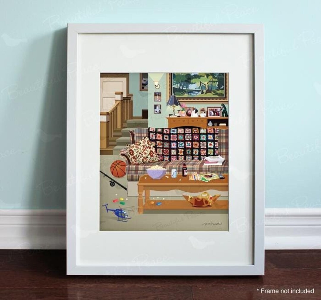 The Conners Living Room Art Print, 90s TV Sitcom Inspired Retro Wallart ...