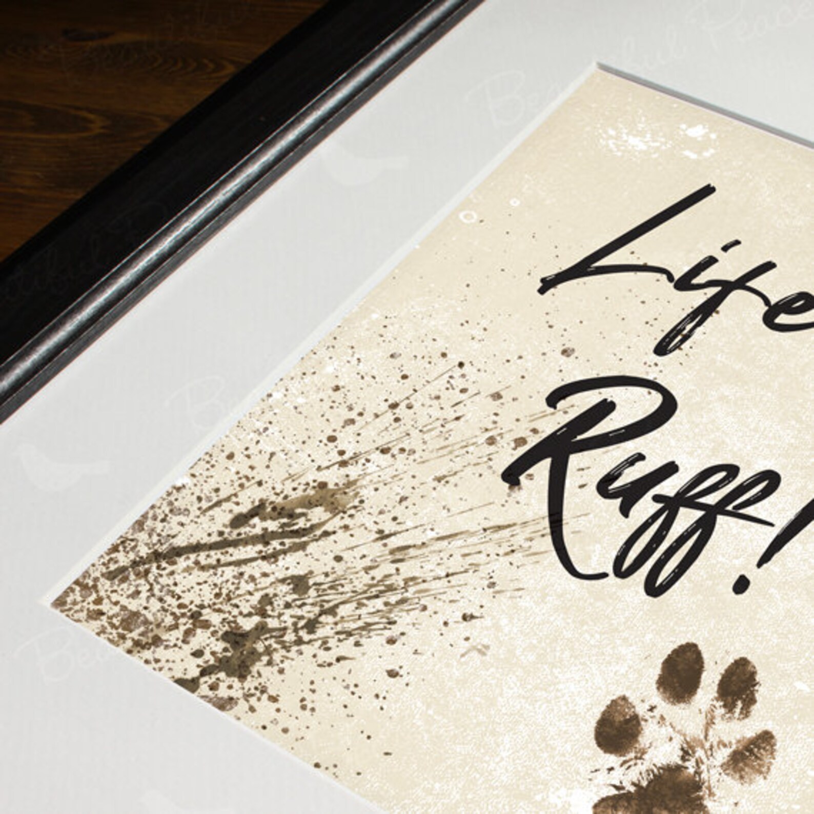 Cute Dog Quote / Life is Ruff, Typography Print, Dog Paw Print, Dog ...