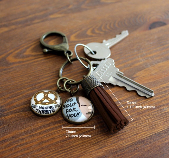 Seinfeld/soup Nazi Keychain With Charms Vegan Suede Tassel - Etsy UK