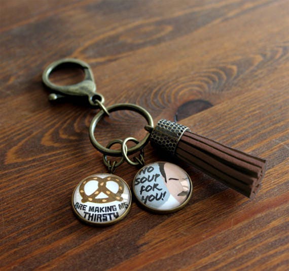Seinfeld/soup Nazi Keychain With Charms Vegan Suede Tassel - Etsy UK