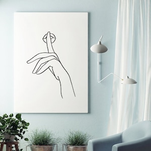 Shhh Hush, Line Art, Lips and Hand Print, Fashion Poster, Minimal Wall ...