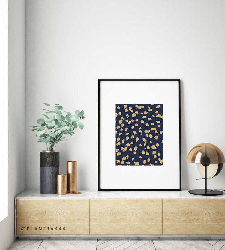 Dalmatian Animal Art Print Navy Wall Art Dalmatian Spots | Etsy
