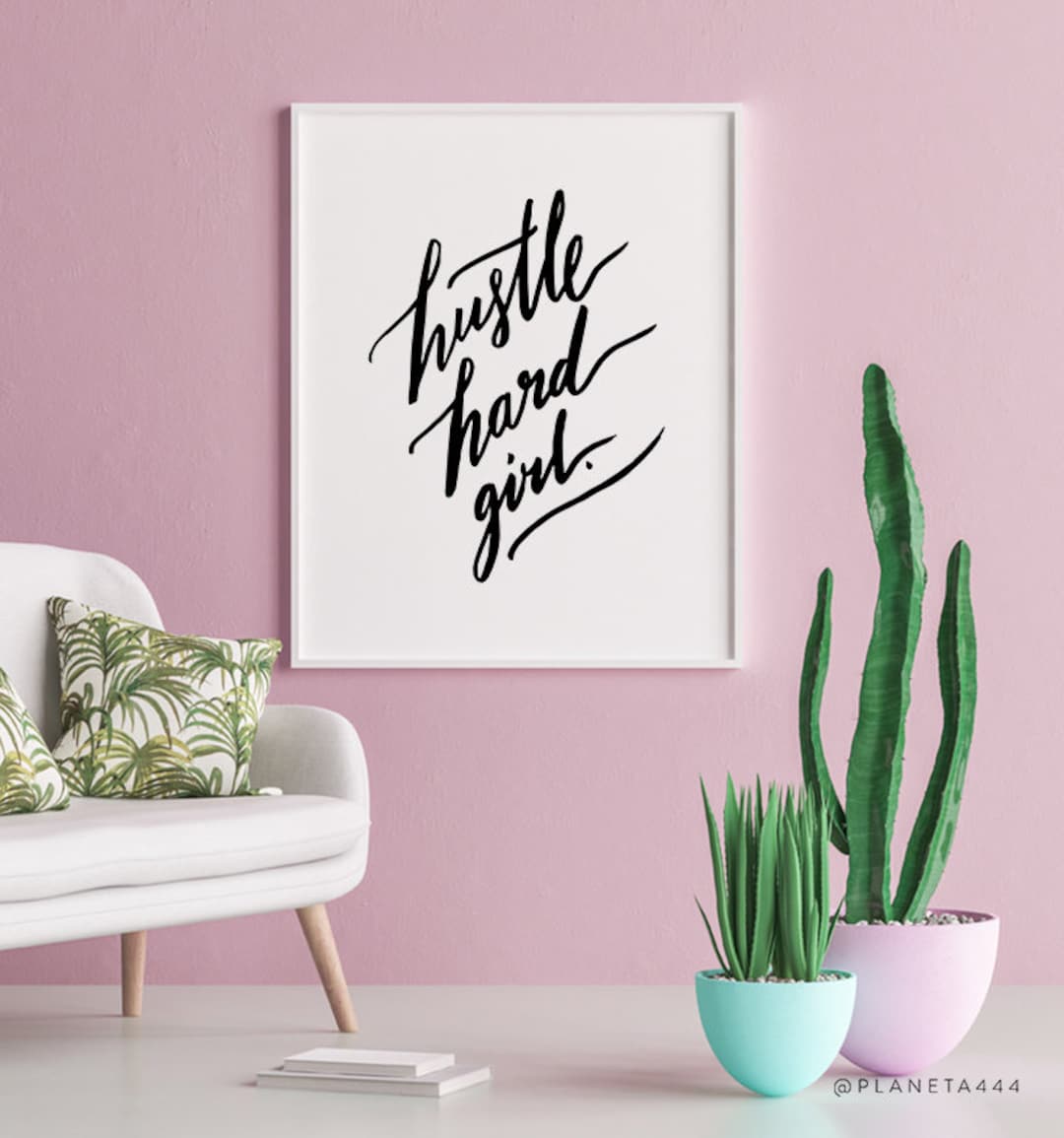 Hustle Hard Girl Art Print, Hustle Quote Poster, Hustle Handlettered ...