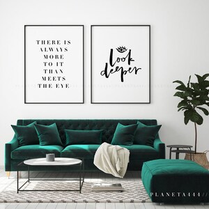 Look Deeper Quote Print, Eye Sketch Wall Art, Typography Modern Wall ...