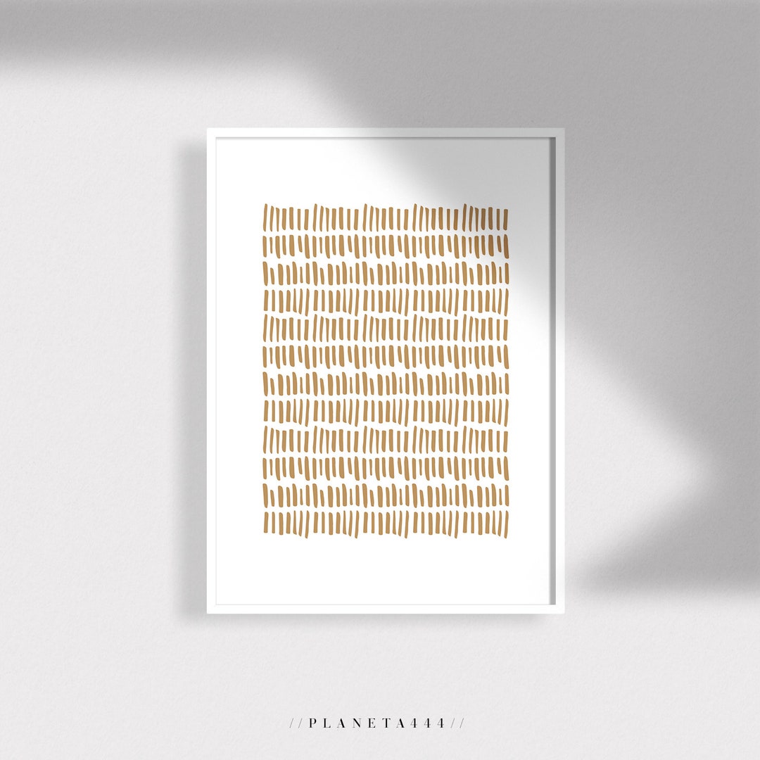 Abstract Modern Wall Art, Sticks Abstract Lines Print, Mustard Color ...