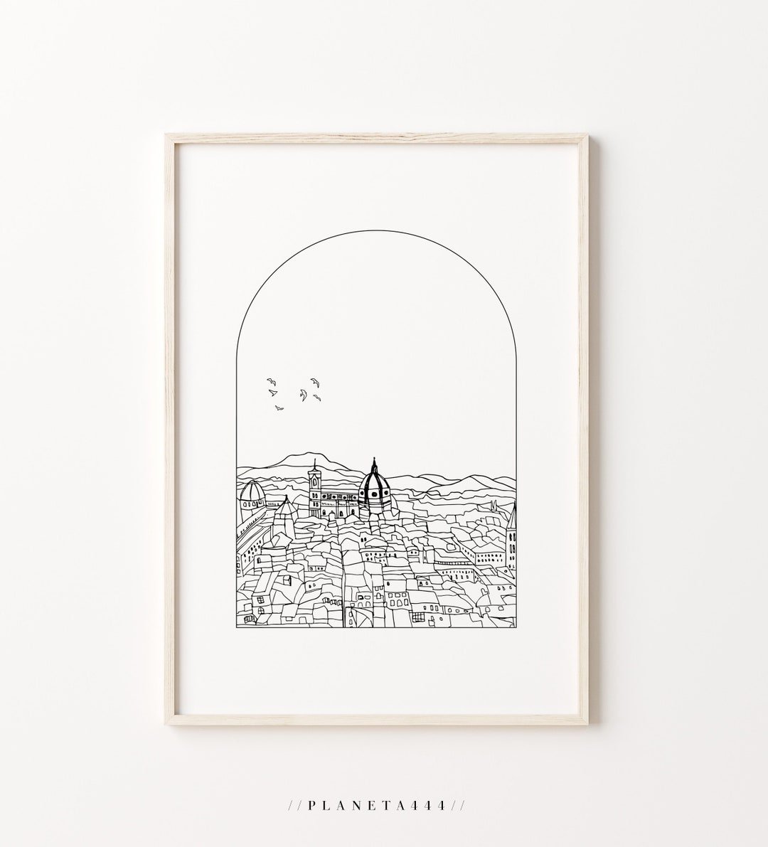 Firenze City Center Line Art Print Florence Old Town Minimal Wall Art ...