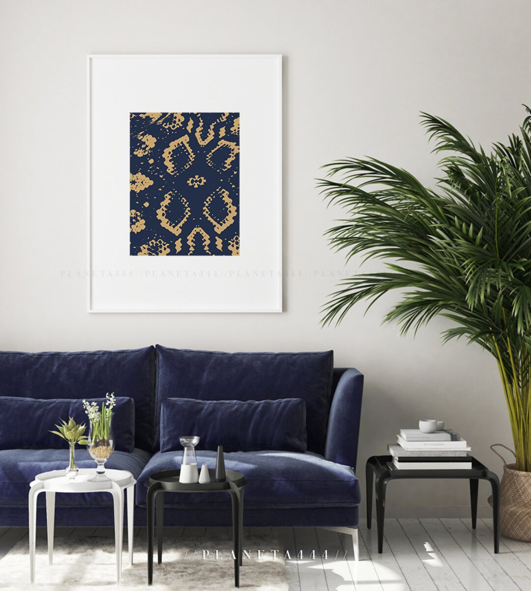 Snake Animal Art Print, Navy Wall Art, Snake Skin Print Poster Modern ...