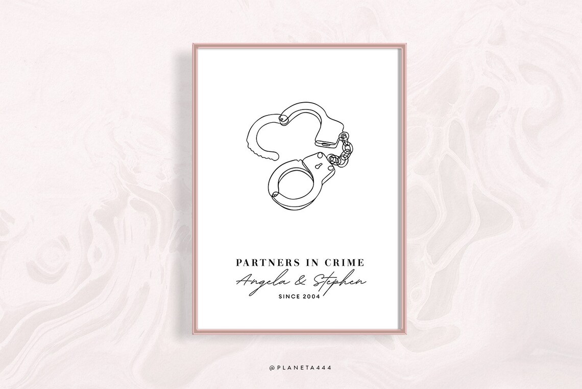 Partners in Crime Personalised Love Art Couple Wall Art - Etsy